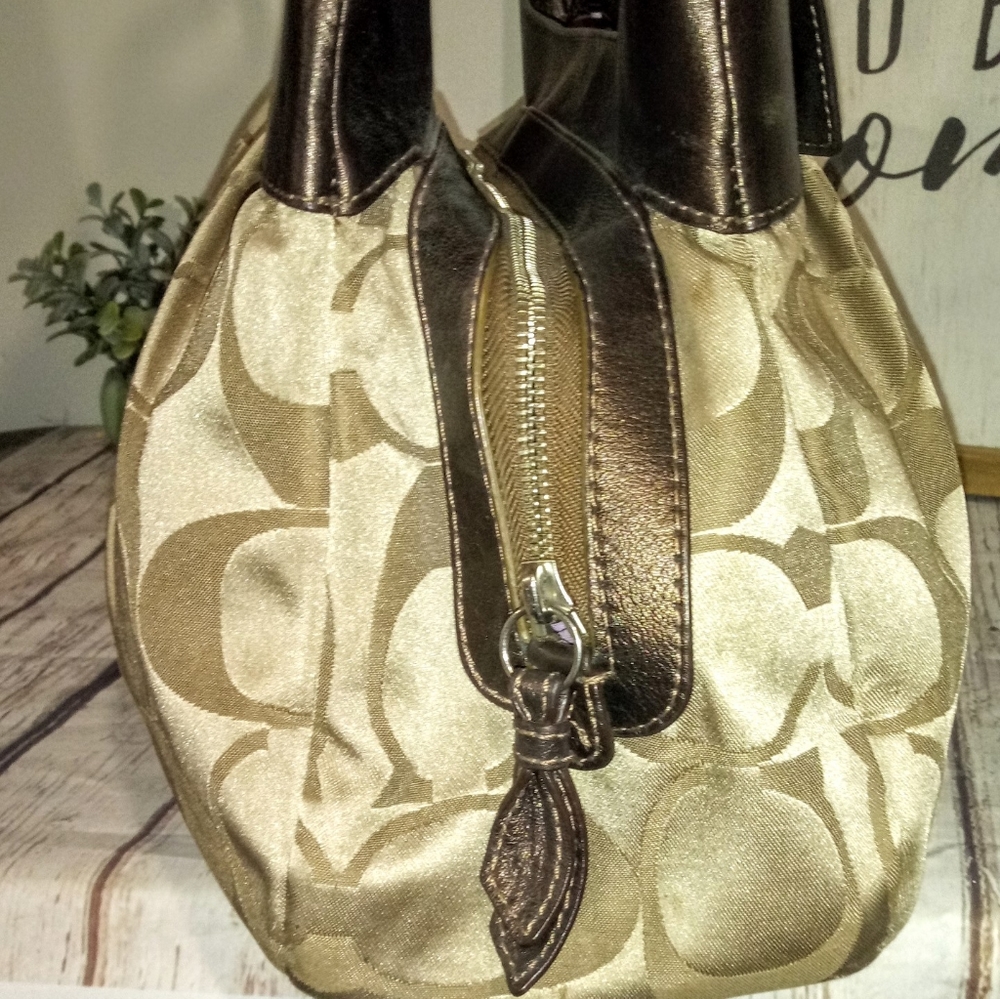 Coach Lexi Metallic Copper Sateen Signature Carryall … - Gem